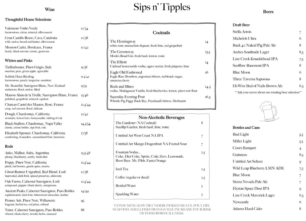 Menu | Elliott's