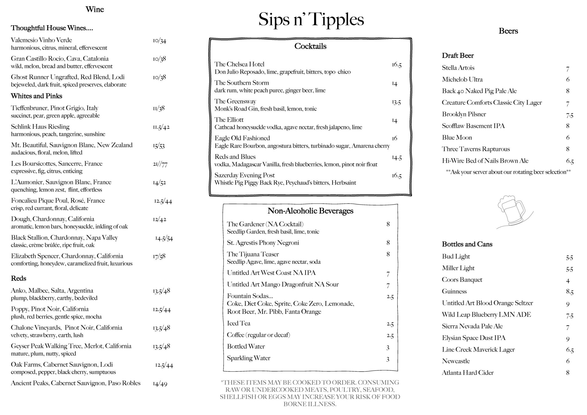 Menu | Elliott's