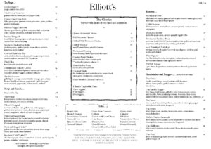 Menu | Elliott's
